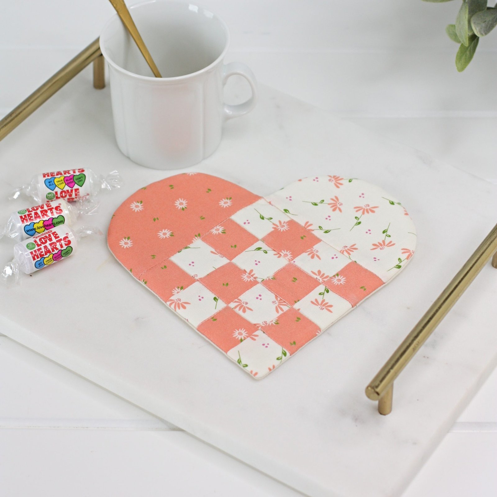 Braided Heart Mug Rug - A Spoonful of Sugar